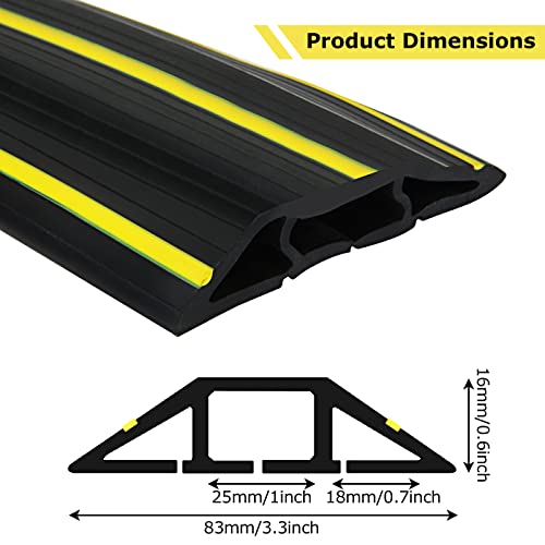 YOUNTHYE Rubber Floor Cable Cover 3m, Floor Cable Protector, Wire Cover ...