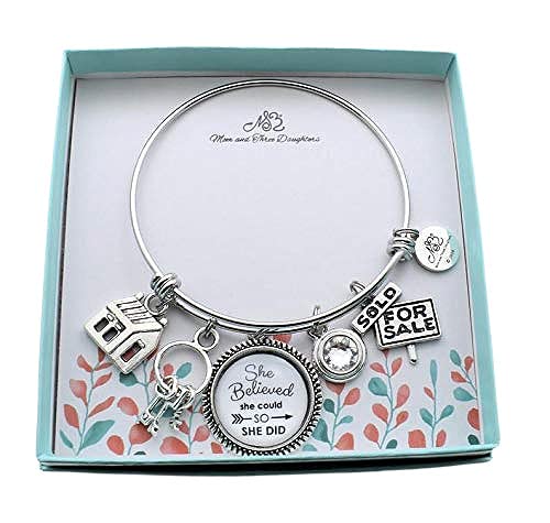 Amazon.com: Real Estate Agent Bangle Bracelet in Silver Stainless Steel ...