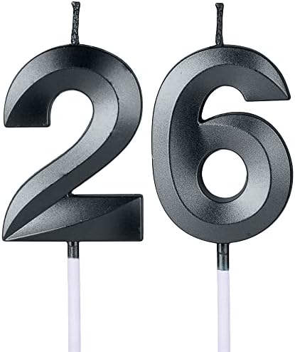 Amazon.com: Black 26th & 62nd Birthday Candles for Cakes, Number 26 62 ...