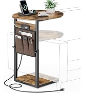 Amazon.com: Vagusicc C Shaped End Table with Charging Station, Small ...