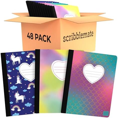 Amazon.com : ScribbleMate Cute Composition Notebook Wide Ruled, Bulk ...