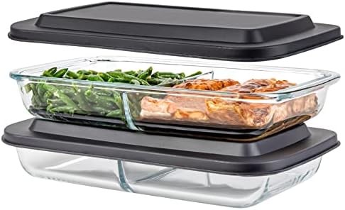 Amazon.com: Pyrex Divided Glass Casserole Baking Dish, 8x6 inch Each, 2 ...