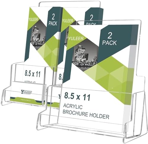 Amazon.com: YULEER Acrylic Brochure Holder 8.5 x 11 inch, 2 Pack Flyers ...