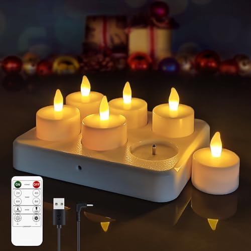 Amazon.com: Rechargeable Tea Lights,Flameless LED Candles with Remote ...