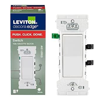 Leviton Decora Edge 15 Amp Single Pole Rocker Switch, E5601-SW, White ...