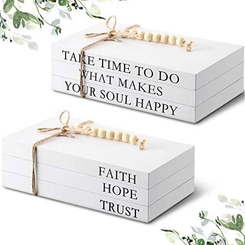 Amazon.com: 3 Piece Decorative Books Set White Home Decor Coffee Table ...