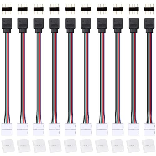 Xiatiaosann LED RGB Connector Male to Female Cable, 4 Pin 10mm Wide ...