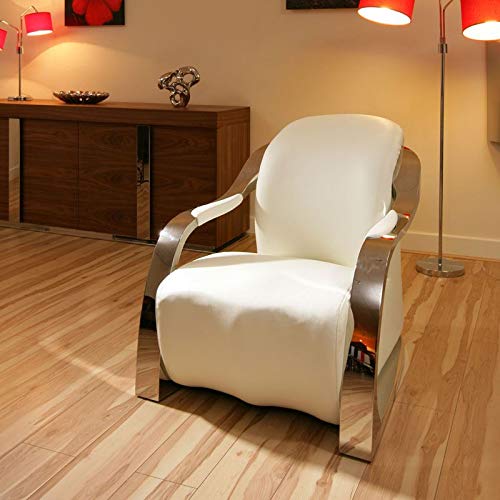 Avant Garde Amazing Modern White Leather/Stainless Armchair/Armchairs ...