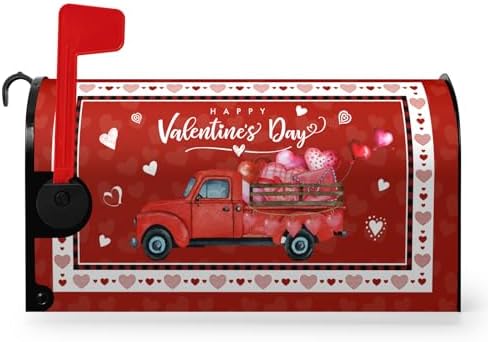 Amazon.com: Dacawin Happy Valentine's Day Mailbox Cover Red Truck and ...
