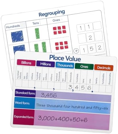 Amazon.com: Dry Erase Place Value Chart, Double Sided Place Value Board ...