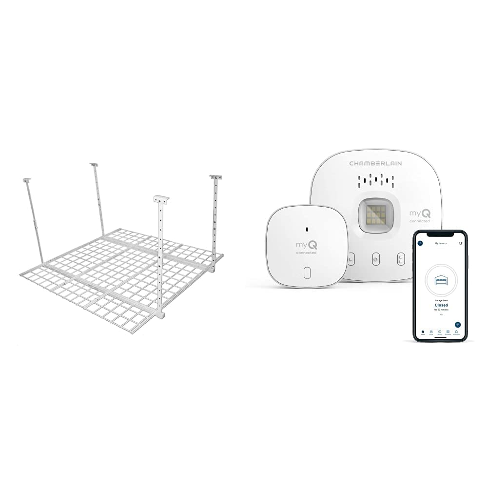 HyLoft 00540 45-Inch by 45-Inch Overhead Storage System, White & myQ ...