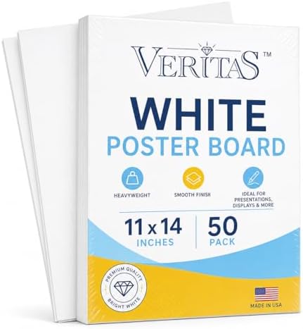 Amazon.com : Veritas 11x14 White Poster Board, 50 Pack Heavyweight 14PT ...