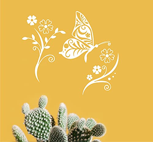 Suman Floral & Botanical with Butterfly Wall Sticker with Decal Design ...