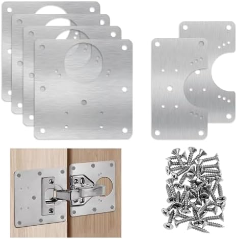 6 PCS Cabinet Hinge Repair Plate Hinges Repair Fixing Plates Stainless ...