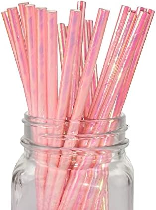 Amazon.com: Pink Straws Disposable, 100 Pcs Disposable Paper Straws ...