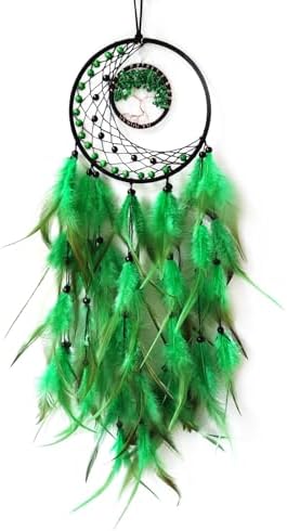 Donko Green Dream Catcher Wall Decor Crystal Tree of Life Dream ...