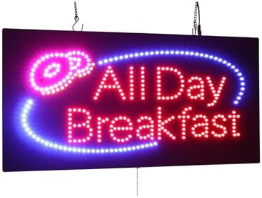 Amazon.com : All Day Breakfast Sign, 24"x12", 60x30cm, TOPKING, LED ...