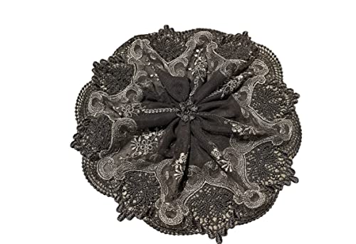 Amazon.com: Handmade Dark Grey Embroidered Tulle Lace Doily Head Cover ...