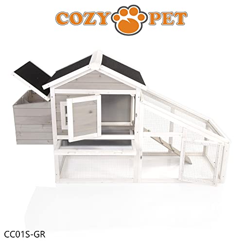 Chicken Coop with Run Grey and White By Cozy Pet Hen House Poultry Coup ...