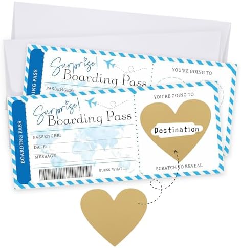 2 PCS Boarding Pass Scratch Card, Holiday Scratch Card Reveal ...