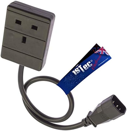 1STec 0.5m Short 50cm 10A IEC C14 Plug to Standard 1 GANG UK Trailing 3 ...