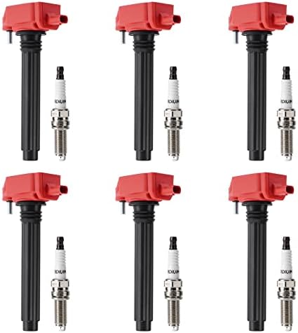 Pack of 6 Ignition Coils UF648 C1791 with Iridium Spark Plug Set, Compatible with Town & Country ...