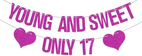Amazon.com: Young and Sweet Only 17 Banner, Girls 17th Birthday ...