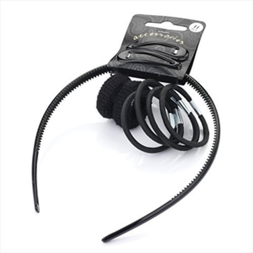 Amazon.com: Black Plastic Alice Band Slides & Hair Bands Set AJ25989 by ...