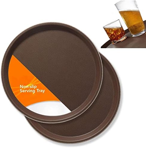 YKUKIZEE 4 Pack Bar Tray for Drinks Non Slip, Round Serving Tray 11 ...
