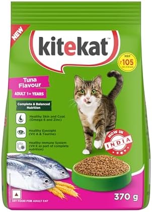 Kitekat Adult (1+ Years) Dry Cat Food, Tuna Flavour, 370 g, Complete ...