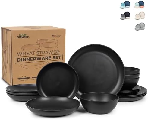 Amazon.com: Grow Forward 16-piece Premium Wheat Straw Dinnerware Sets ...