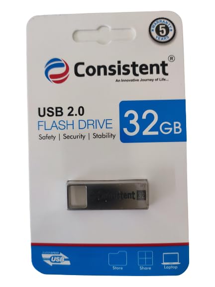 Consistent 32 Gb Pen Drive USB 2.0 Flash Drive (Grey) 5Year Warranty ...