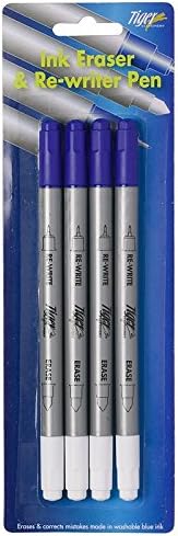 Tiger washable blue ink eraser and permanent blue re-writer - pack of 4 ...