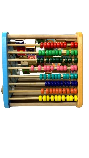 Buy Wooden 5 Side Learning Shelf Alphabets Clock Counting Toy for Kids ...