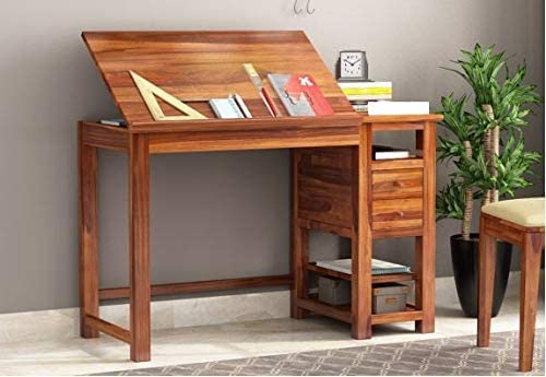 Chetan Interiors Augustus Wooden Sheesham Study Cum Drafting Table for ...