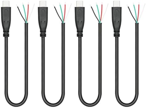 4Pcs Short USB C to 4 Pin Bare Wire Open End Wire 11inch, 22AWG 5V/3A ...