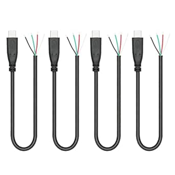 4Pcs Short USB C to 4 Pin Bare Wire Open End Wire 11inch, 22AWG 5V/3A ...