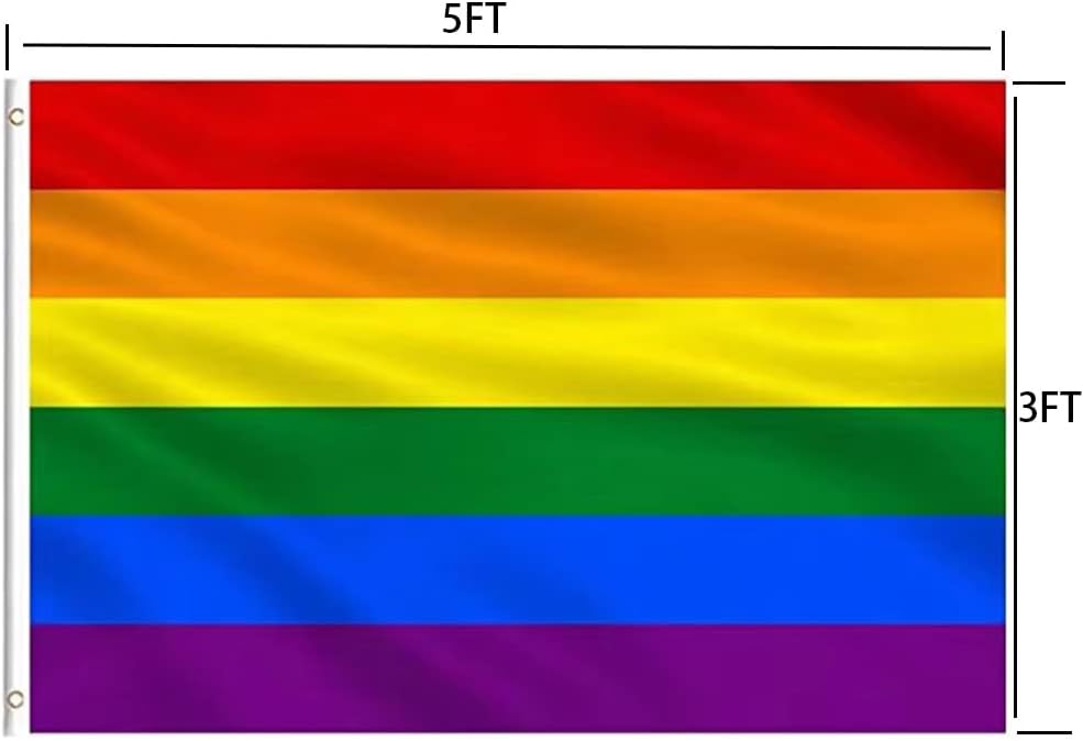Buy Gay Pride Flag 3x5 Outdoor LGBTQ Rainbow 6 Color Stripes Flag with ...