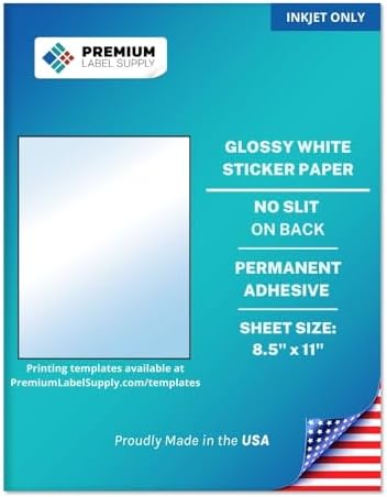 Amazon.com : Premium Label Supply Glossy White Sticker Paper – 8.5" x ...