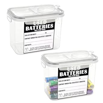 Amazon.com: Klmnop 2 Pack Battery Disposal Container, 0.34 Gallons ...