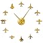 YH Flying Plane Fighter Jet Modern Large Wall Clock DIY Acrylic Mirror ...