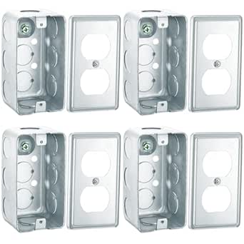 Copkim 4 Set 8 Pcs 4 x 2'' Electrical Junction Box with Cover 1-7/8 ...