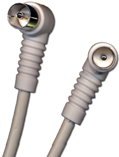 kenable RF Freeview Coaxial Fly Lead Right Angled Extension Cable White ...