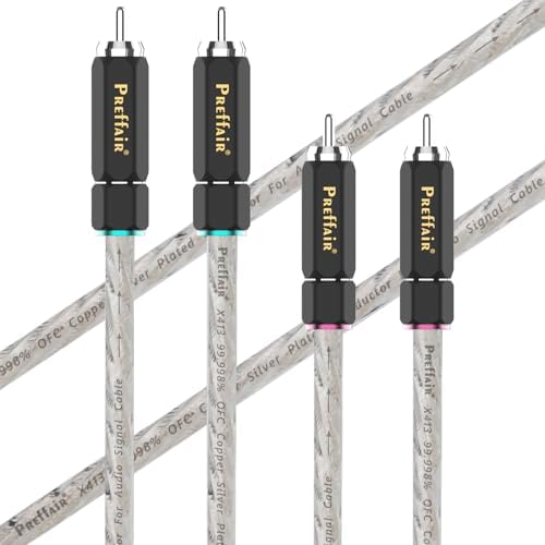 Preffair 2Pcs/1 Pair Audiophile HiFi Stereo RCA Cable Pure Copper ...