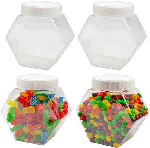 Amazon.com: Hoolerry 16 Pcs 30oz Plastic Candy Jars with Lids Hexagon ...