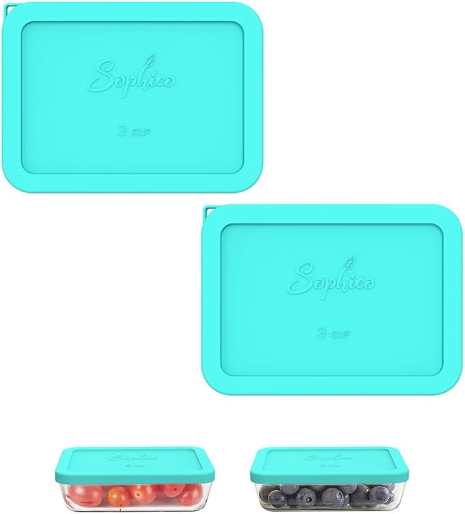 Amazon.com: Sophico 3 Cup Rectangle Silicone Storage Cover Lids ...