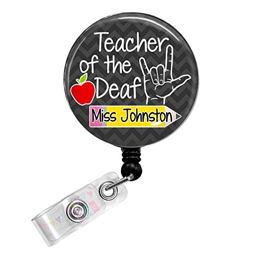 Amazon.com: Teacher of the Deaf - Sign Language - PERSONALIZED - Button ...