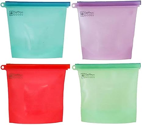 Amazon.com: Fill and Slide Reusable Silicone Food Storage Bags by ...