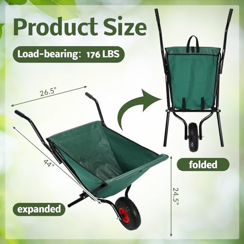 Snapklik.com : Datanly Collapsible Garden Wheelbarrow 176 Lbs Foldable ...