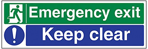 VSafety Emergency Exit/Keep Clear Sign – Landscape – 450mm x 150mm ...